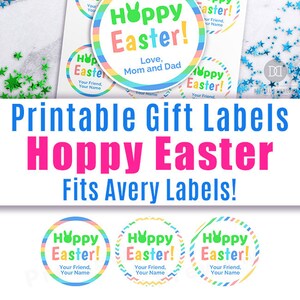 Hoppy Easter Stickers Printable, Easter Labels Printable, Easter Gift ...
