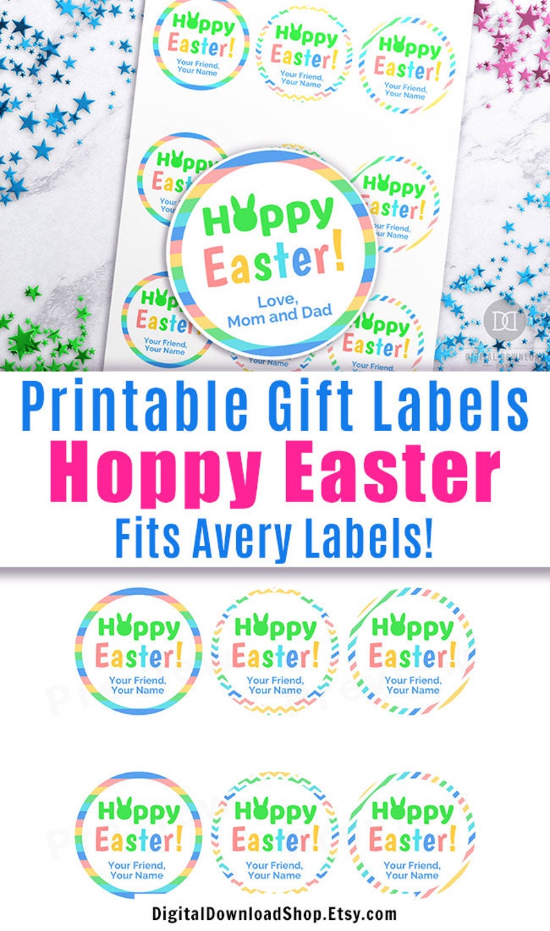 Hoppy Easter Stickers Printable Easter Labels Printable - Etsy
