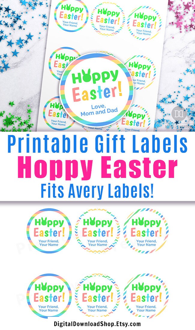 Hoppy Easter Stickers Printable Easter Labels Printable - Etsy