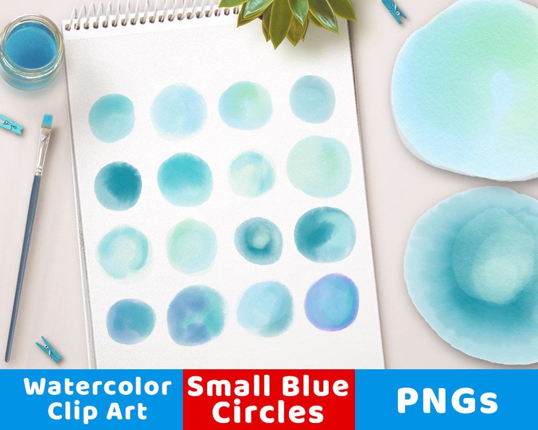 Watercolor Circle Clipart- Small Blue, Watercolor Clipart Blue Circles ...