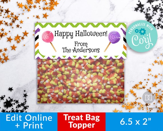 Halloween Treat Bag Topper Personalized Editable Treat Bag | Etsy