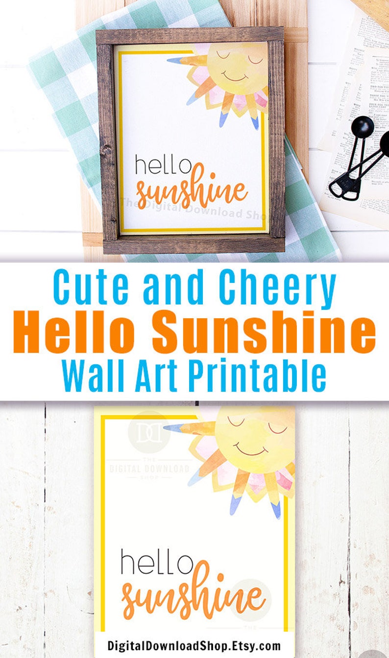 Hello Sunshine Printable Wall Art, Sunshine Wall Art Summer Wall Art ...