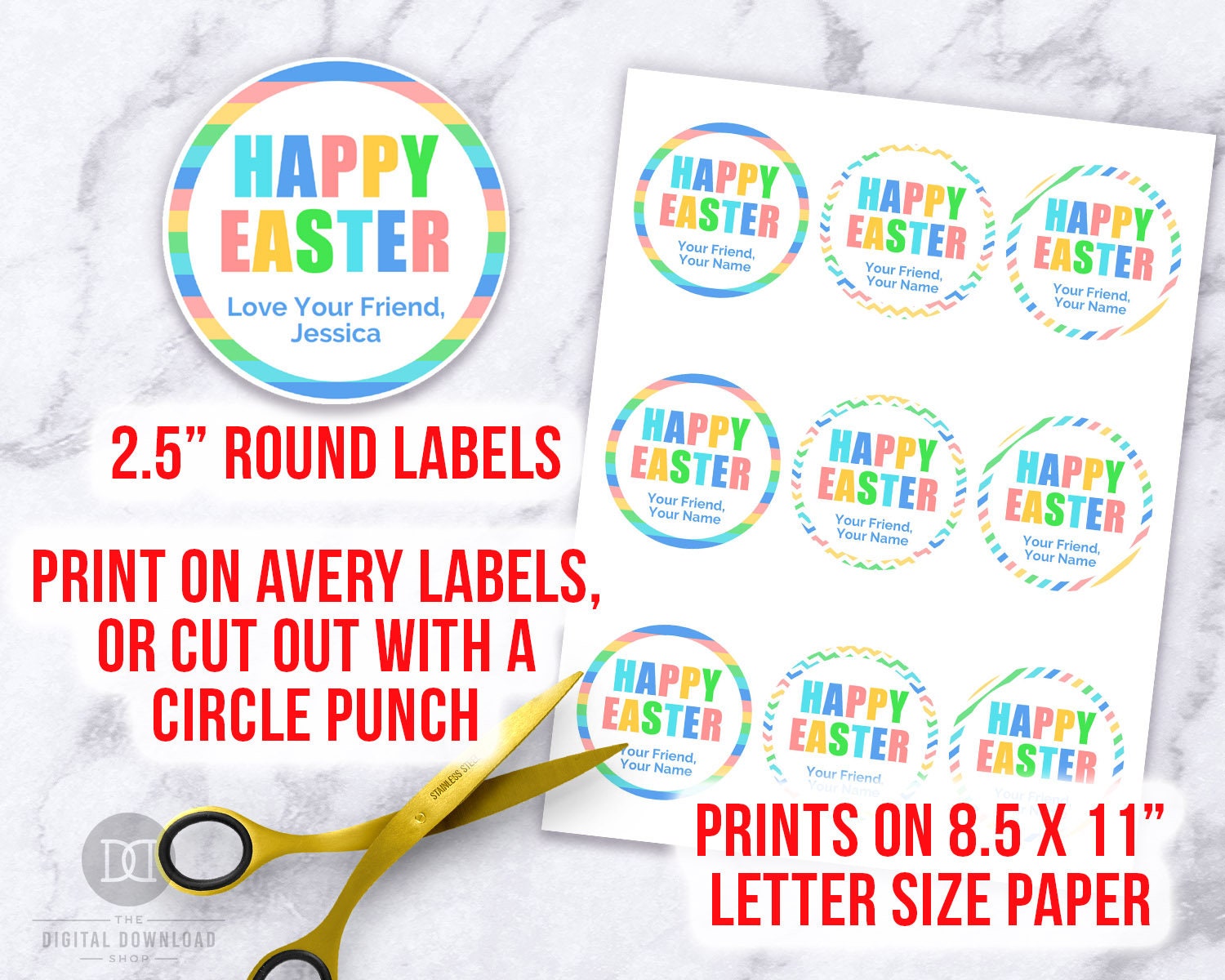 Happy Easter Labels Printable, Easter Stickers Printable, Editable ...