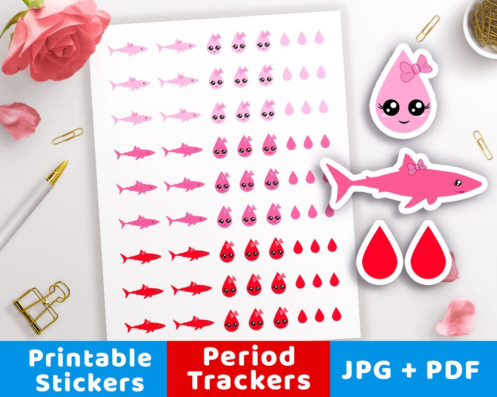 Period Tracker Planner Stickers, Printable Planner Stickers, Menstrual ...