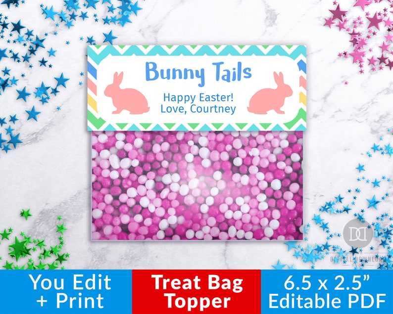 Bunny Tails Bag Topper Printable Editable Easter Treat Bag - Etsy