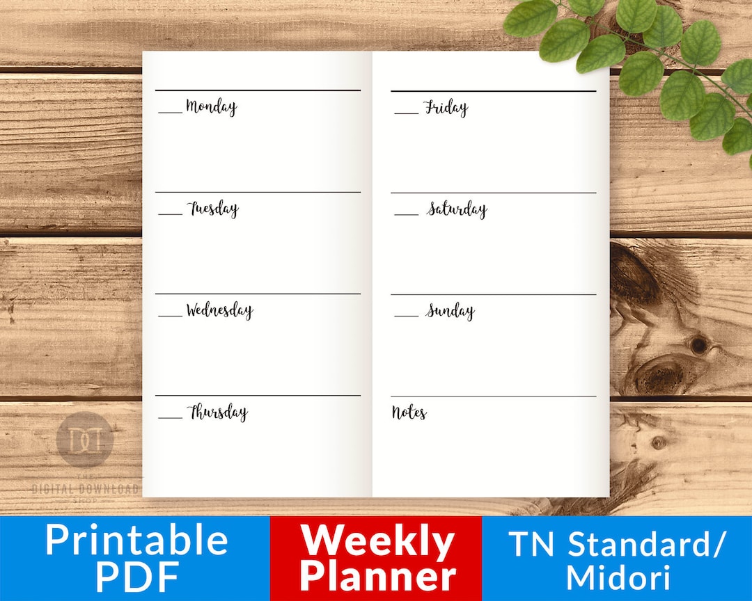 TN Weekly Inserts Standard, TN Midori Travelers Notebook Inserts ...