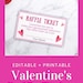 Valentine's Day Raffle Ticket Template Editable, Printable Valentine's ...