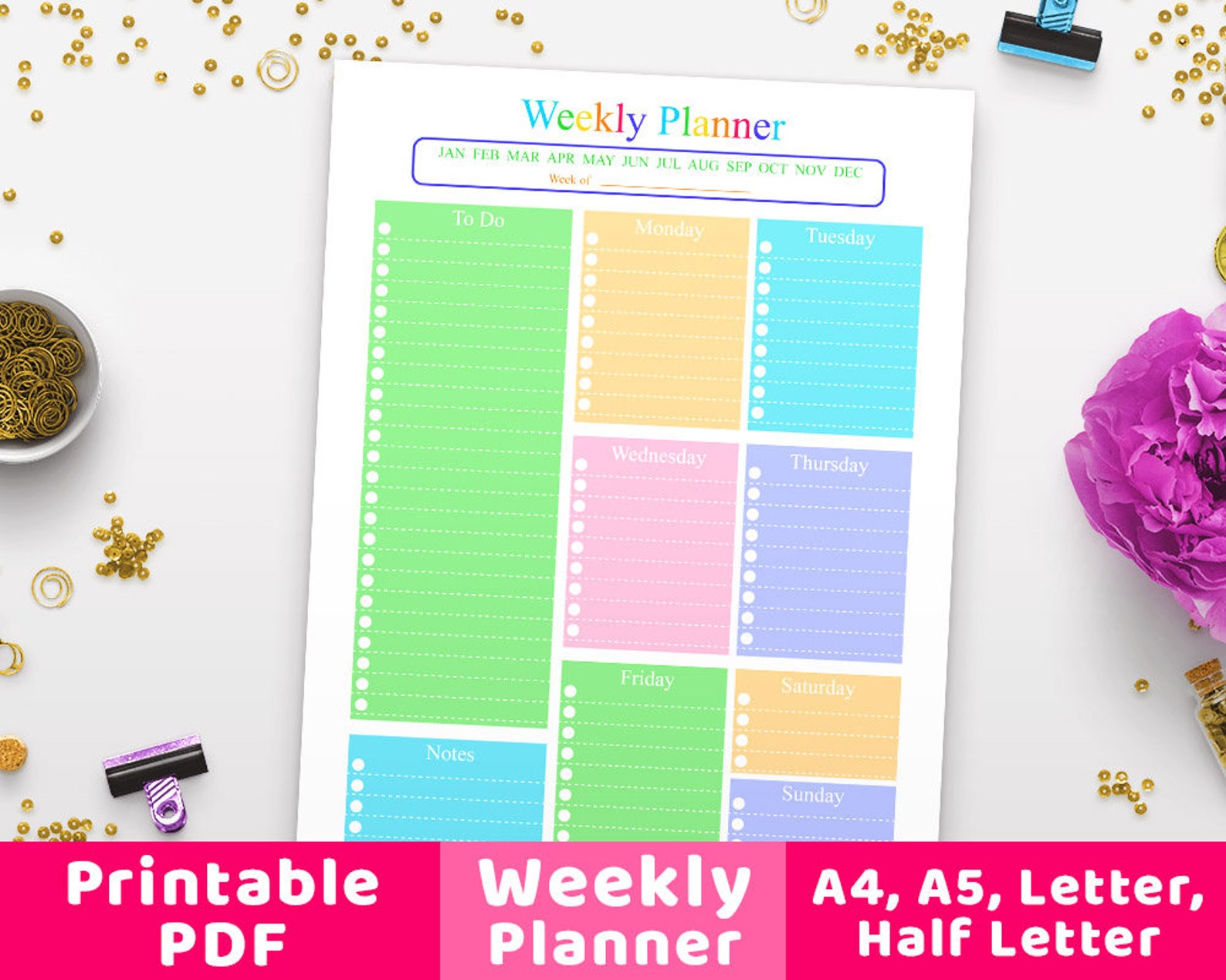 Weekly Planner Printable Weekly Organizer Weekly Schedule - Etsy