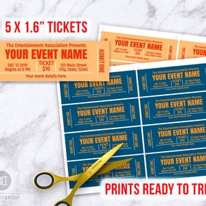 Event Ticket Template Printable- Choose Your Own Colors, Editable Event ...
