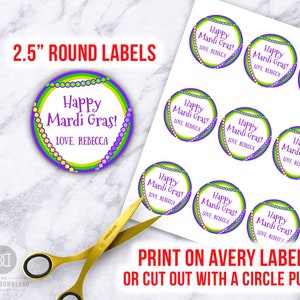 Mardi Gras Labels Editable Template, Printable Mardi Gras Stickers ...