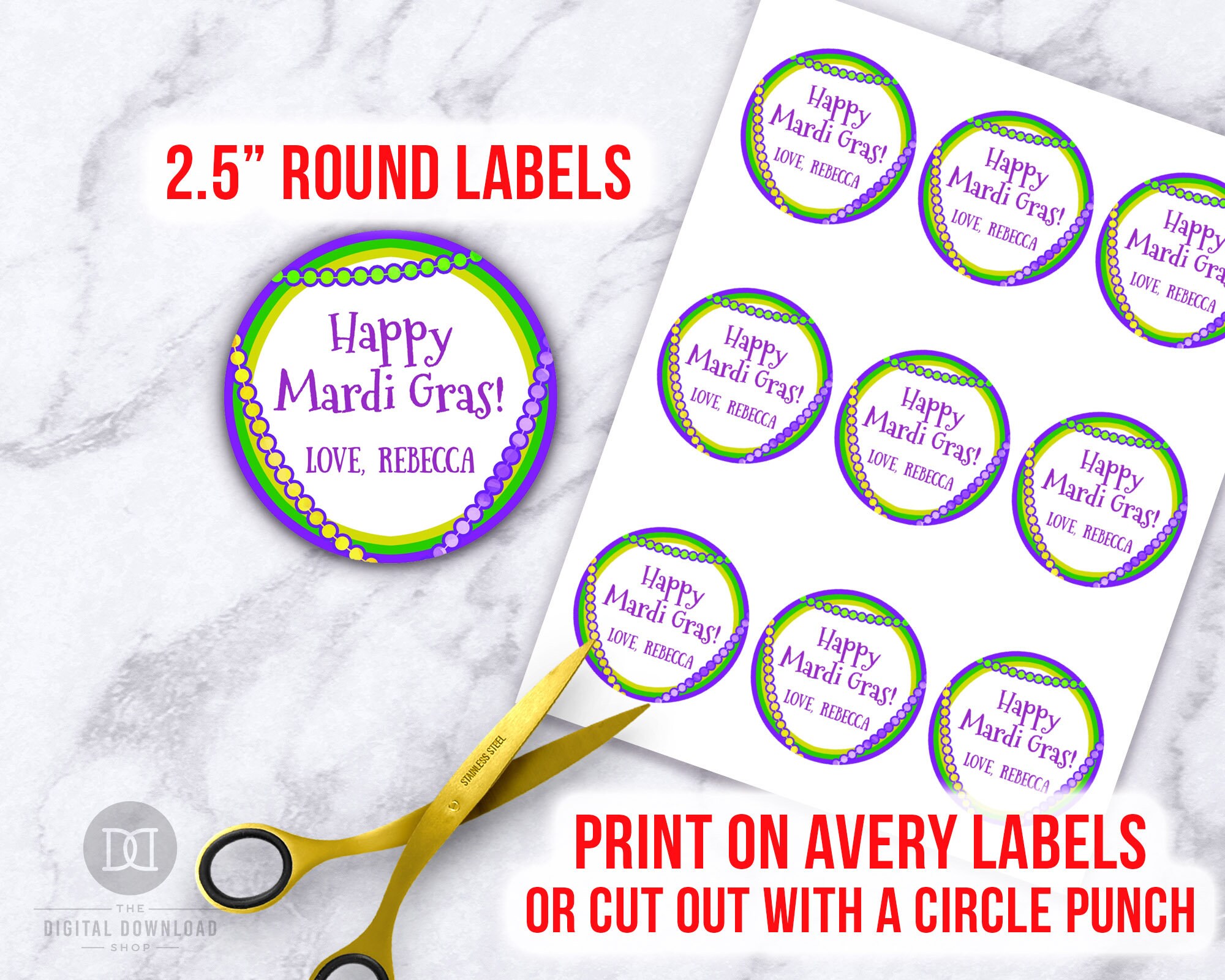 Mardi Gras Labels Editable Template Printable Mardi Gras | Etsy