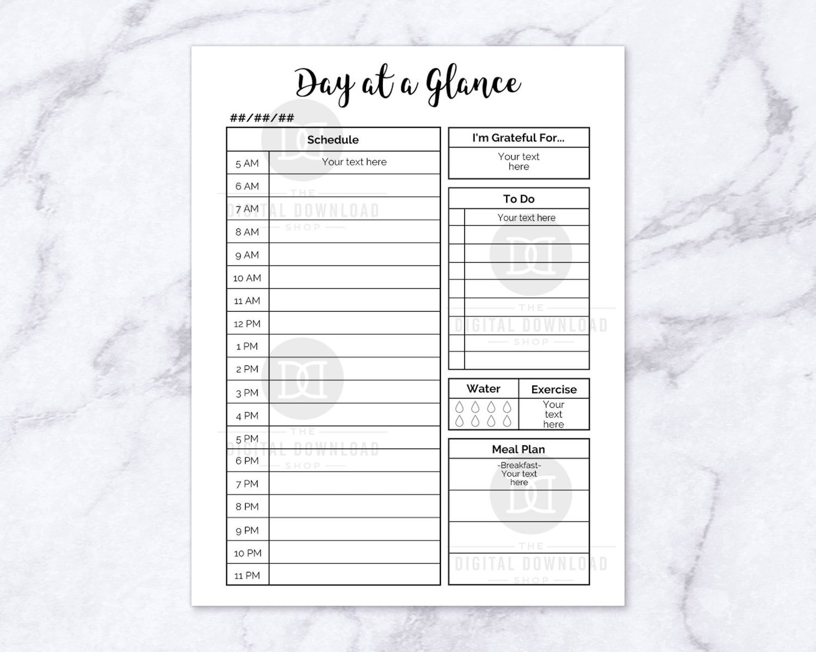 Editable Month at a Glance Printable + Editable Day at a Glance ...
