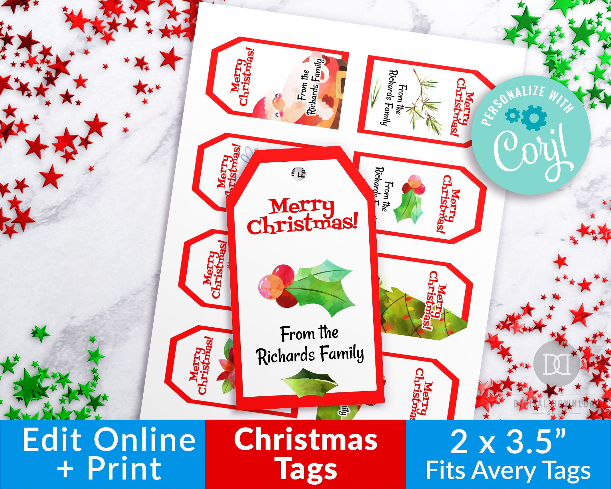 Christmas Tags Printable, Editable Christmas Tags, Personalized ...