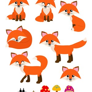 Red Foxes Clipart Forest Animals Cute Fox Clipart Woodland - Etsy