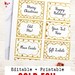 Gold Christmas Labels Template Editable, Printable Christmas Gift ...