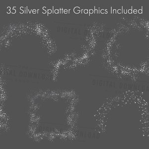 Silver Splatters Clipart, Silver Digital Paint Splatter Overlays ...