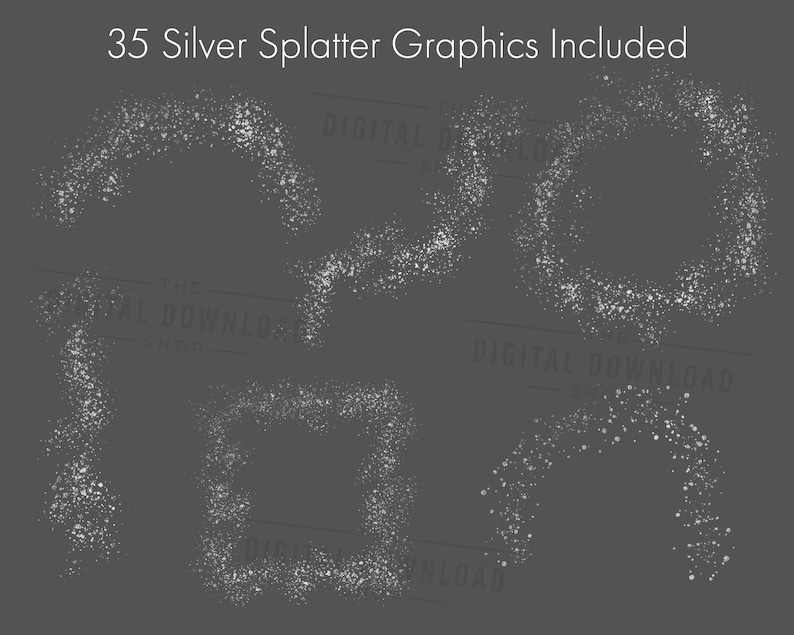 Silver Splatters Clipart Silver Digital Paint Splatter | Etsy