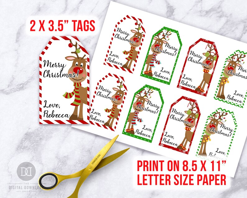 Reindeer Tags Editable Printable Reindeer Labels Christmas - Etsy