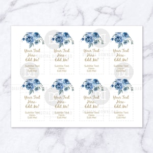 Gift Tags Printable- Blue Florals, Editable Printable Tag, Printable ...