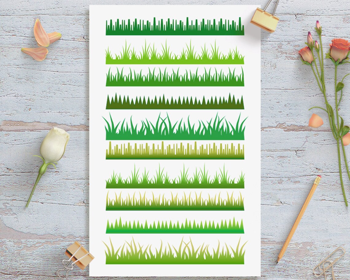 10 Grass Borders Clipart Grass Divider Summer Clipart | Etsy