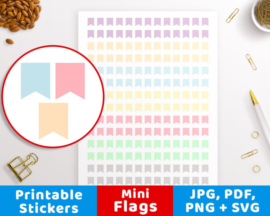 Mini Flag Stickers, Bullet Journal Stickers Printable Planner Stickers ...