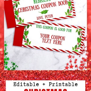Christmas Coupon Book Editable, Printable Reward Coupons for Kids ...
