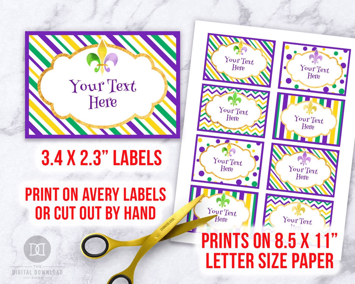 Mardi Gras Food Labels Printable Mardi Gras Editable Food - Etsy