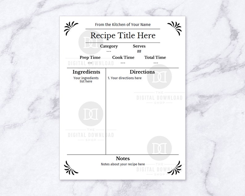 Recept Sjabloon Bewerkbaar Afdrukbaar Recept Sjabloon Recept - Etsy ...