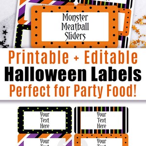 Halloween Labels Printable, Halloween Editable Tags, Halloween Food ...