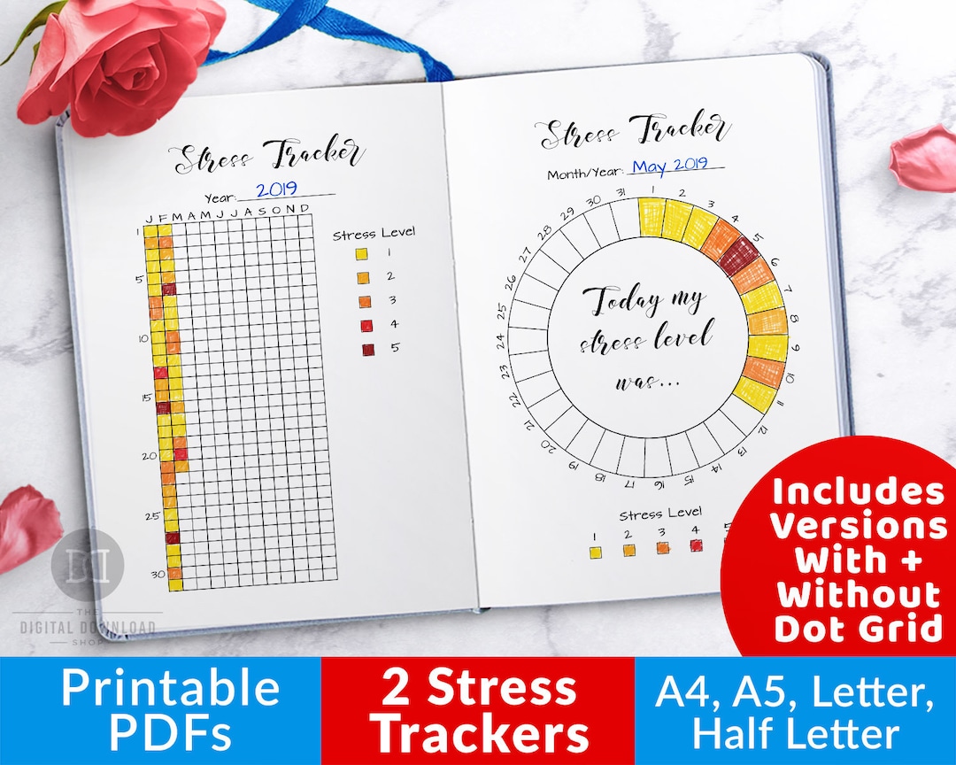 2 Stress Tracker Bujo Journal Printables, Stress Tracker Printables ...