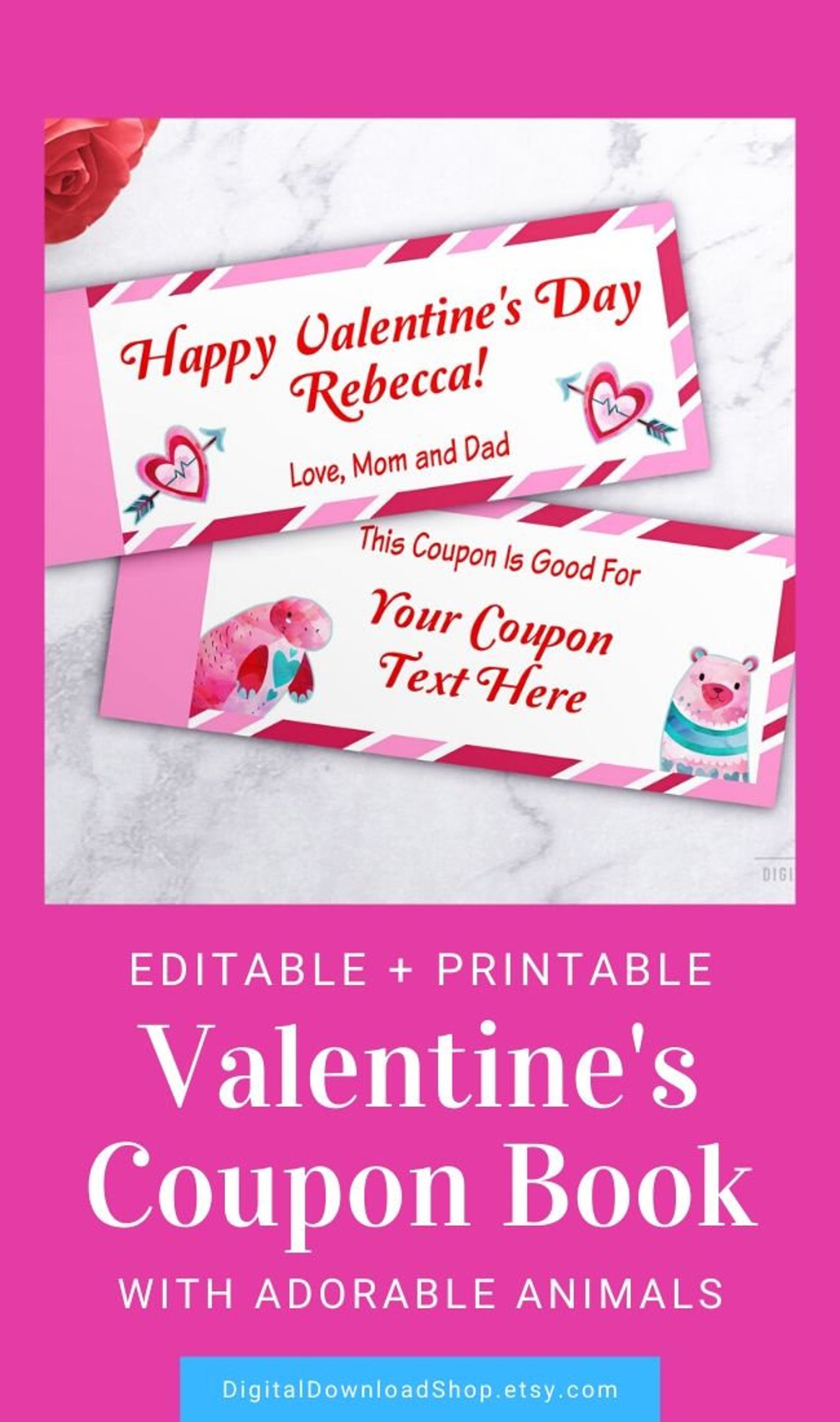 Kids Valentine's Day Coupon Book Template Kids Coupon | Etsy