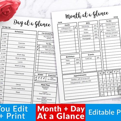 Month at a Glance Printable Monthly Dashboard Monthly - Etsy