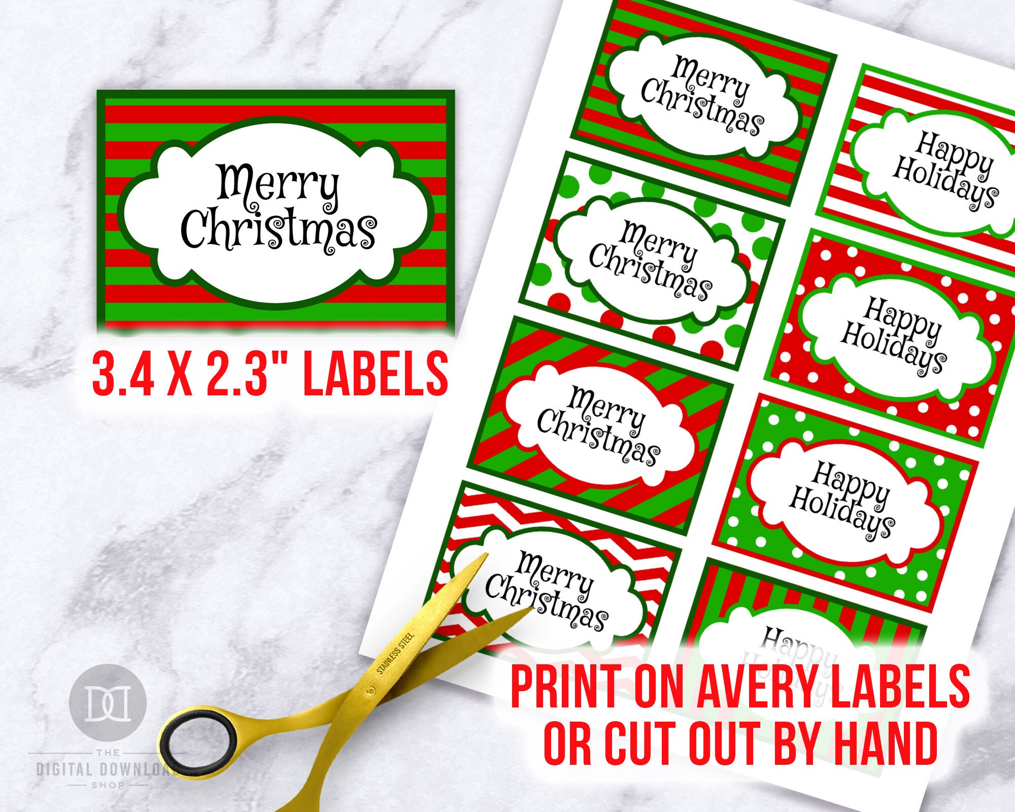Christmas Labels Printable Editable Christmas Tags | Etsy