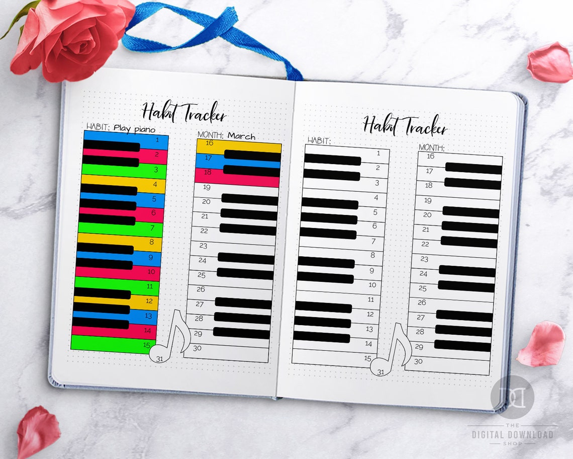 Piano Habit Tracker Printable Piano Practice Tracker Music - Etsy