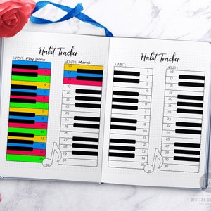 Piano Habit Tracker Printable, Piano Practice Tracker, Music Habit ...