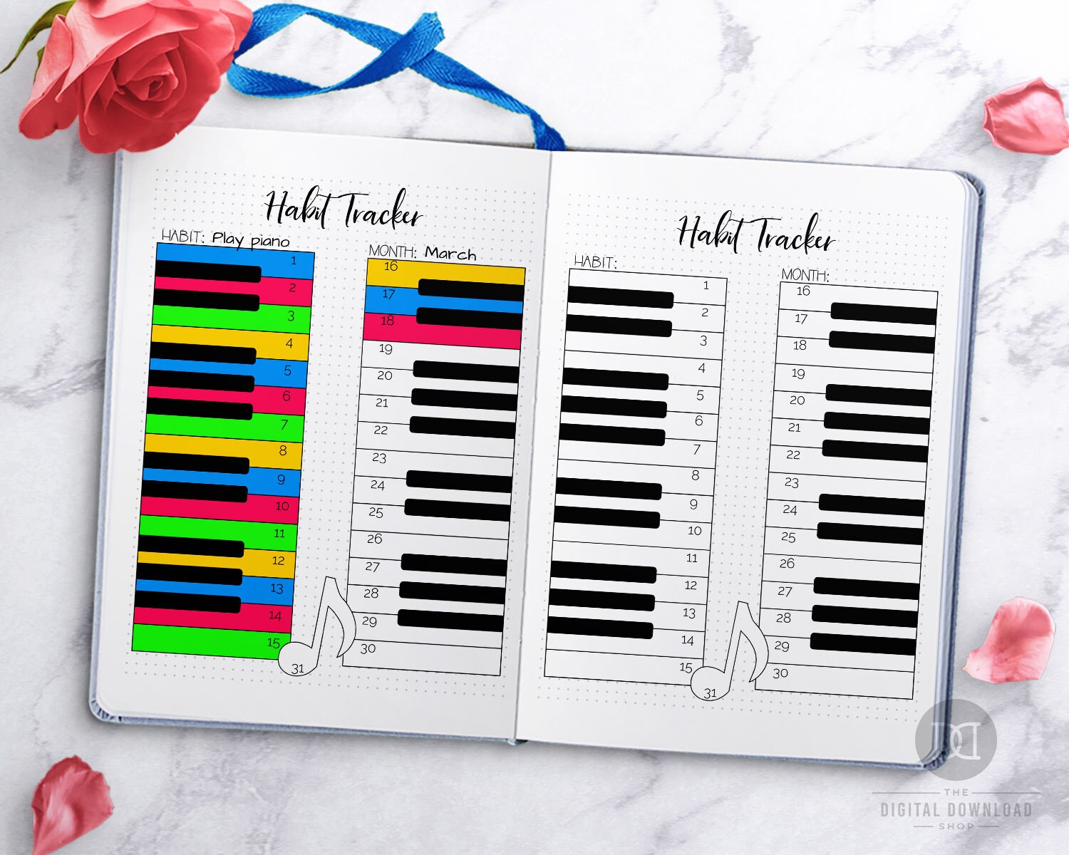 Piano Habit Tracker Printable Piano Practice Tracker Music | Etsy