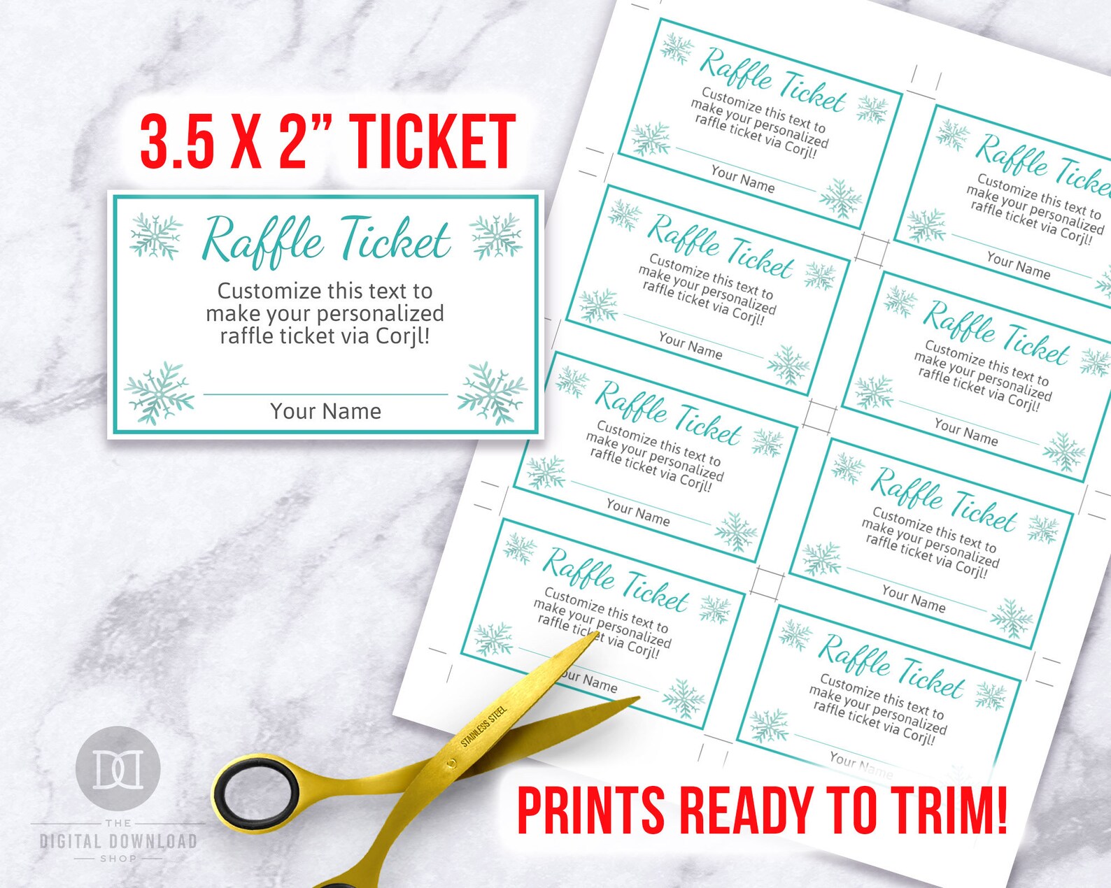 Winter Raffle Ticket Template Editable Holiday Printable - Etsy