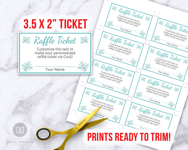 Winter Raffle Ticket Template Editable Holiday Printable - Etsy