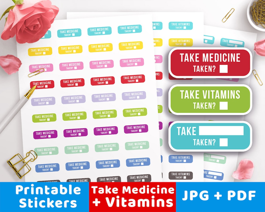 Take Medicine Reminder Stickers, Take Vitamins Reminder Stickers ...