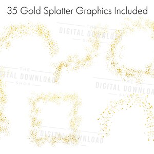 Gold Splatters Clipart, Gold Digital Paint Splatter Overlays, Gold ...