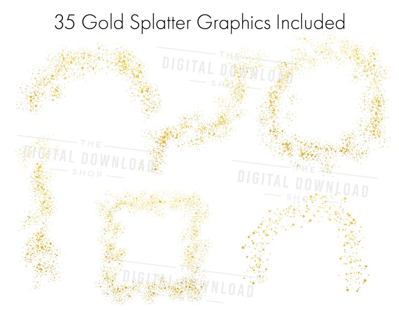 Gold Splatters Clipart, Gold Digital Paint Splatter Overlays, Gold ...