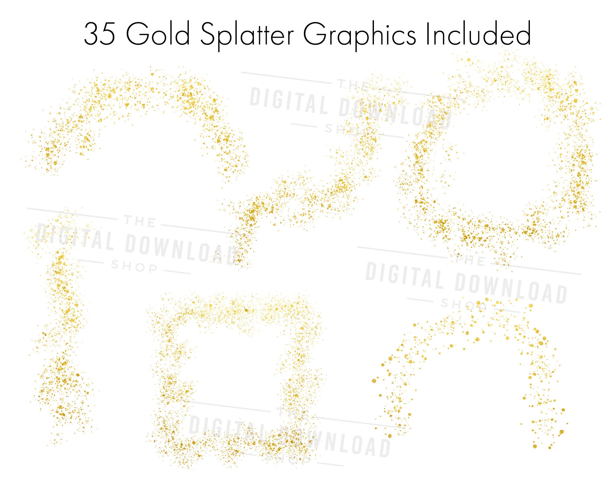 Gold Splatters Clipart, Gold Digital Paint Splatter Overlays, Gold ...