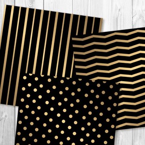 Black and Gold Digital Papers, Gold Foil Pattern, Art Deco Digital ...