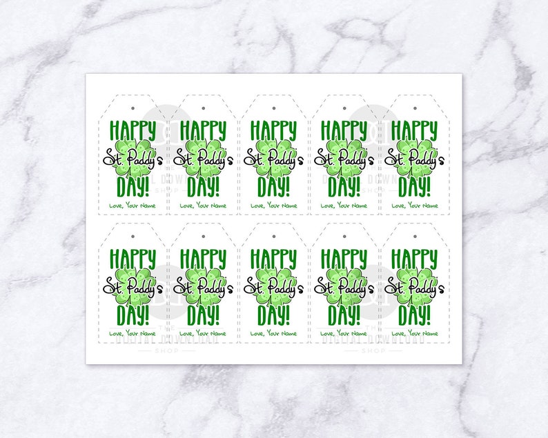 St. Patrick's Day Tag Printable Happy St. Paddy's Day | Etsy