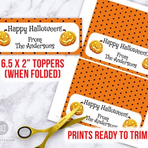 Editable Halloween Treat Bag Topper Printable, Personalized Pumpkin ...