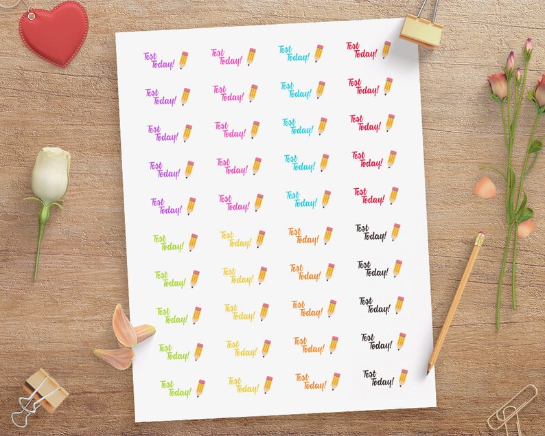 Pencil Test Today Stickers Test Reminder Printable Stickers - Etsy