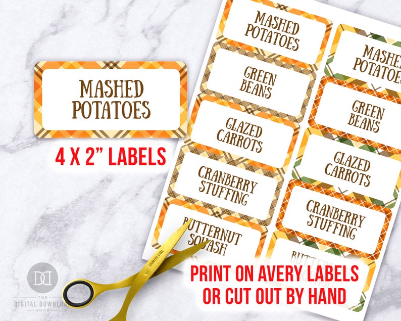Thanksgiving Labels Printable Narrow Editable Thanksgiving | Etsy