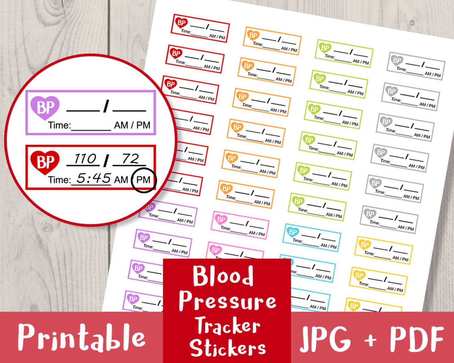 Blood Pressure Tracker Stickers Bullet Journal Stickers | Etsy