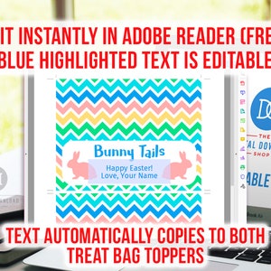 Bunny Tails Bag Topper Printable, Editable Easter Treat Bag Topper ...