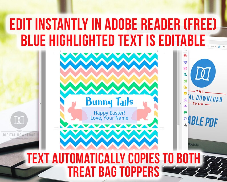 Bunny Tails Bag Topper Printable Editable Easter Treat Bag - Etsy